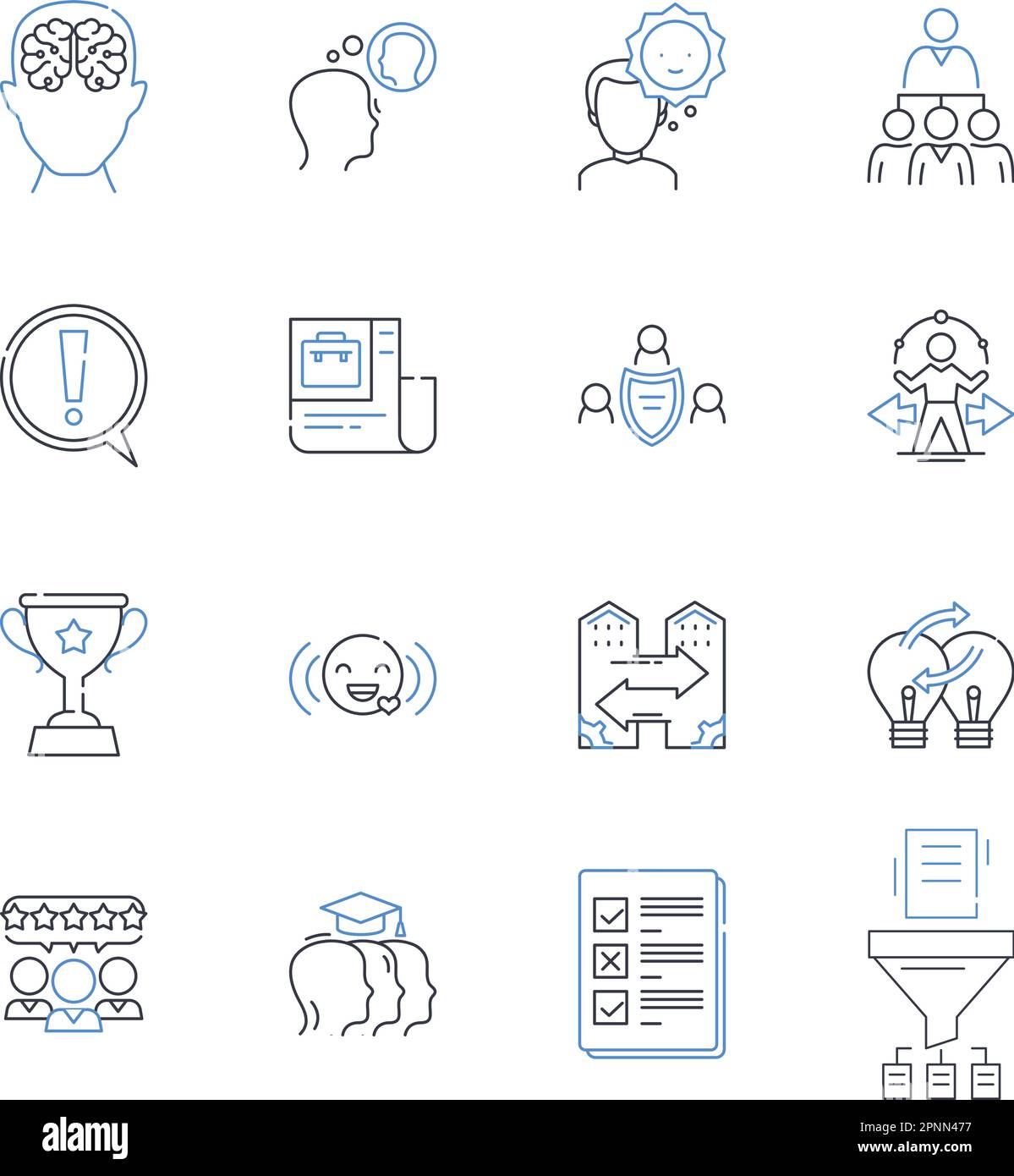 Firm success line icons collection. Visionary, Innovative, Ambitious ...