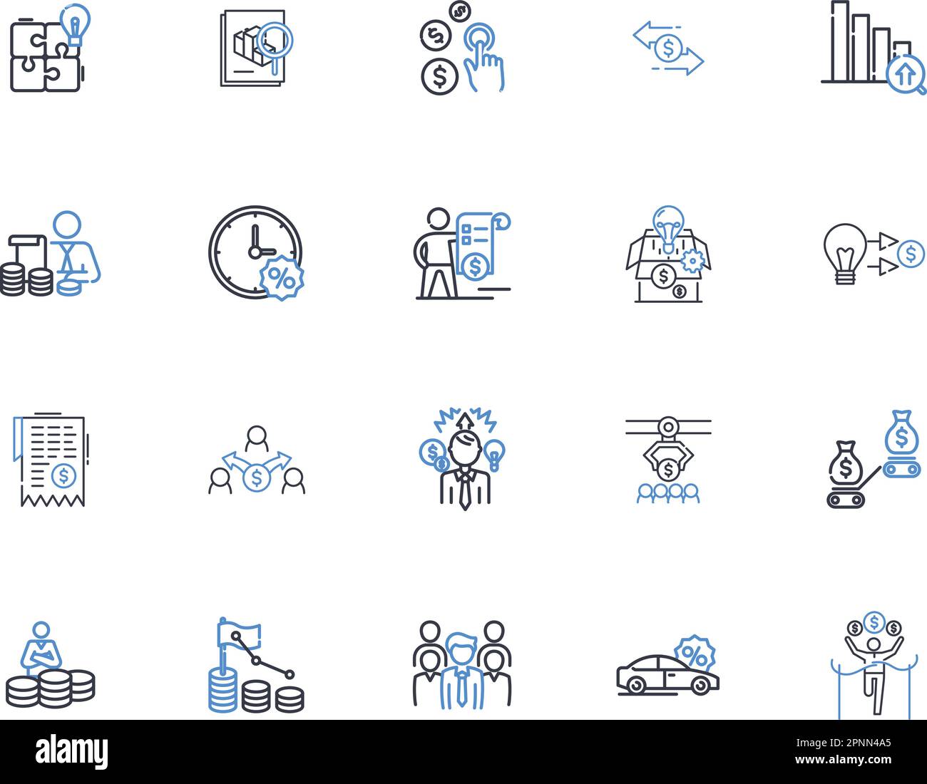 Attaining wealth line icons collection. Prosperity, Abundance ...