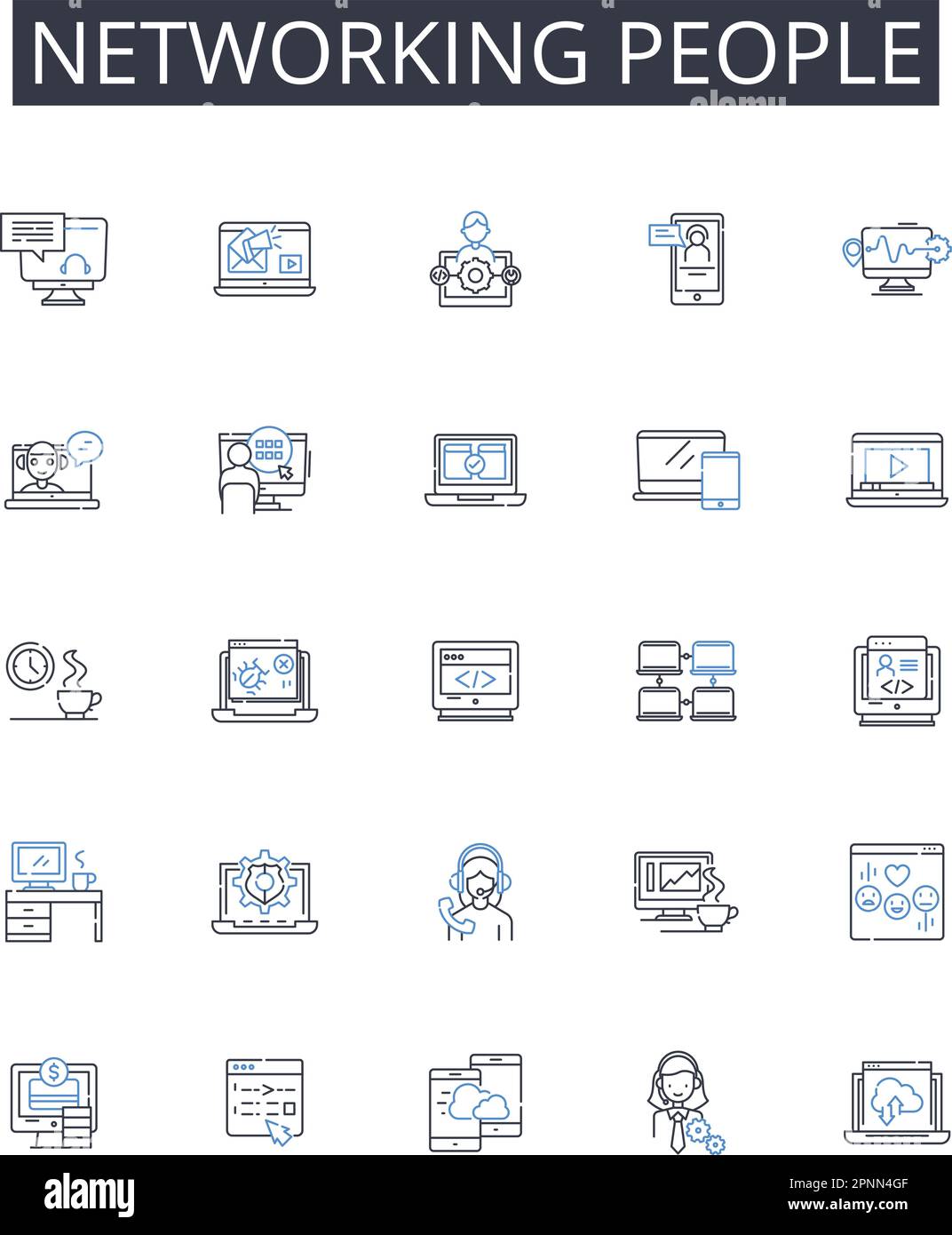 Networking people line icons collection. Meeting friends, Socializing ...