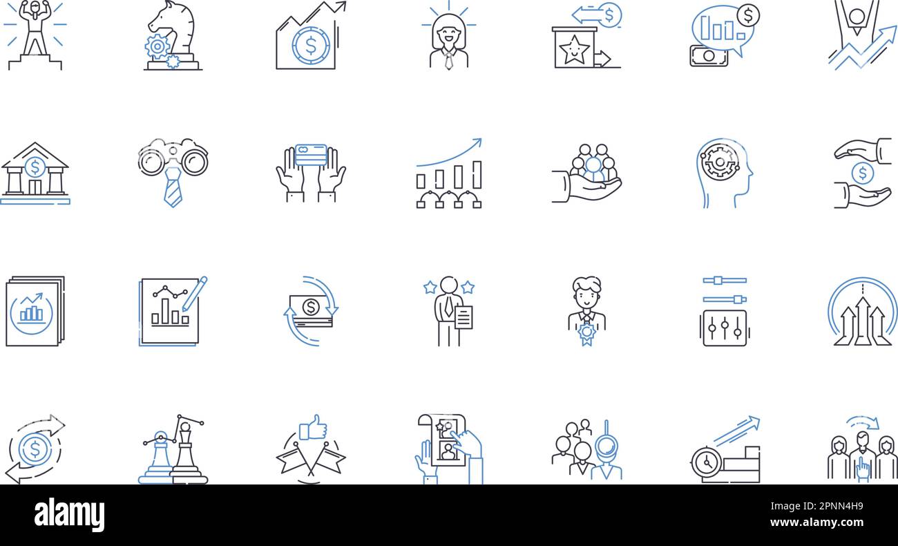Skill Utilization Line Icons Collection Efficiency Adaptability