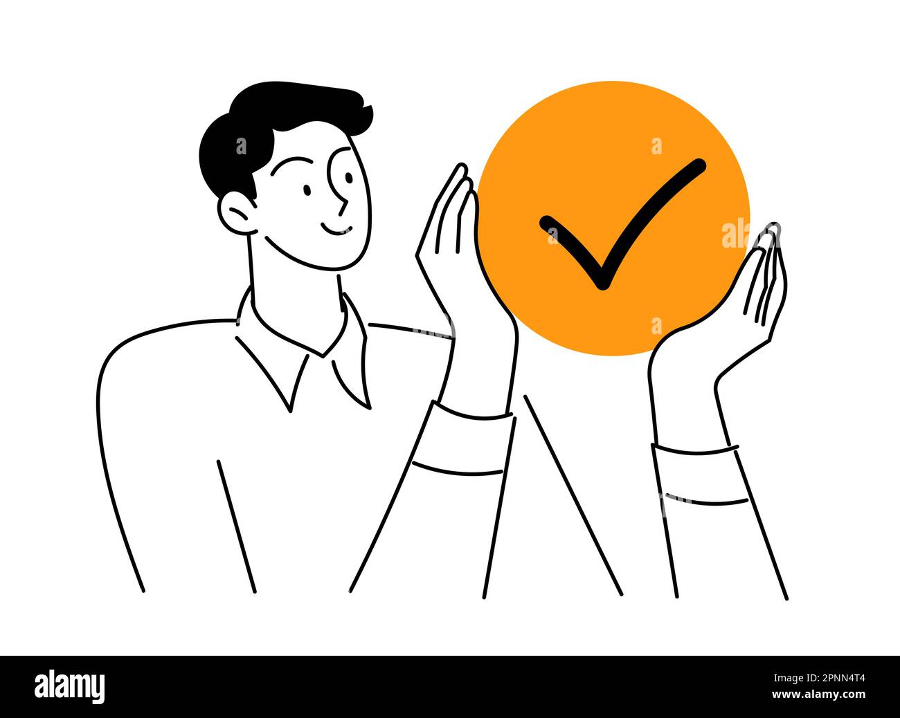 Man is holding a checkmark in his hand Stock Vector Image & Art - Alamy