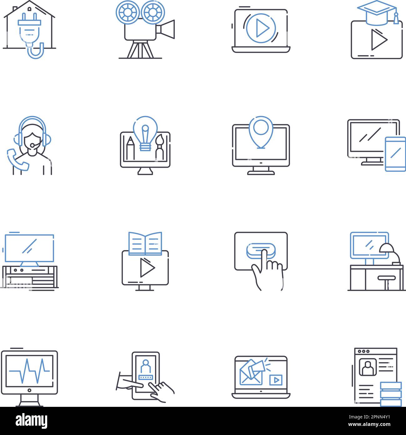 It Solutions Line Icons Collection Technology Innovation Cybersecurity Cloud Nerking