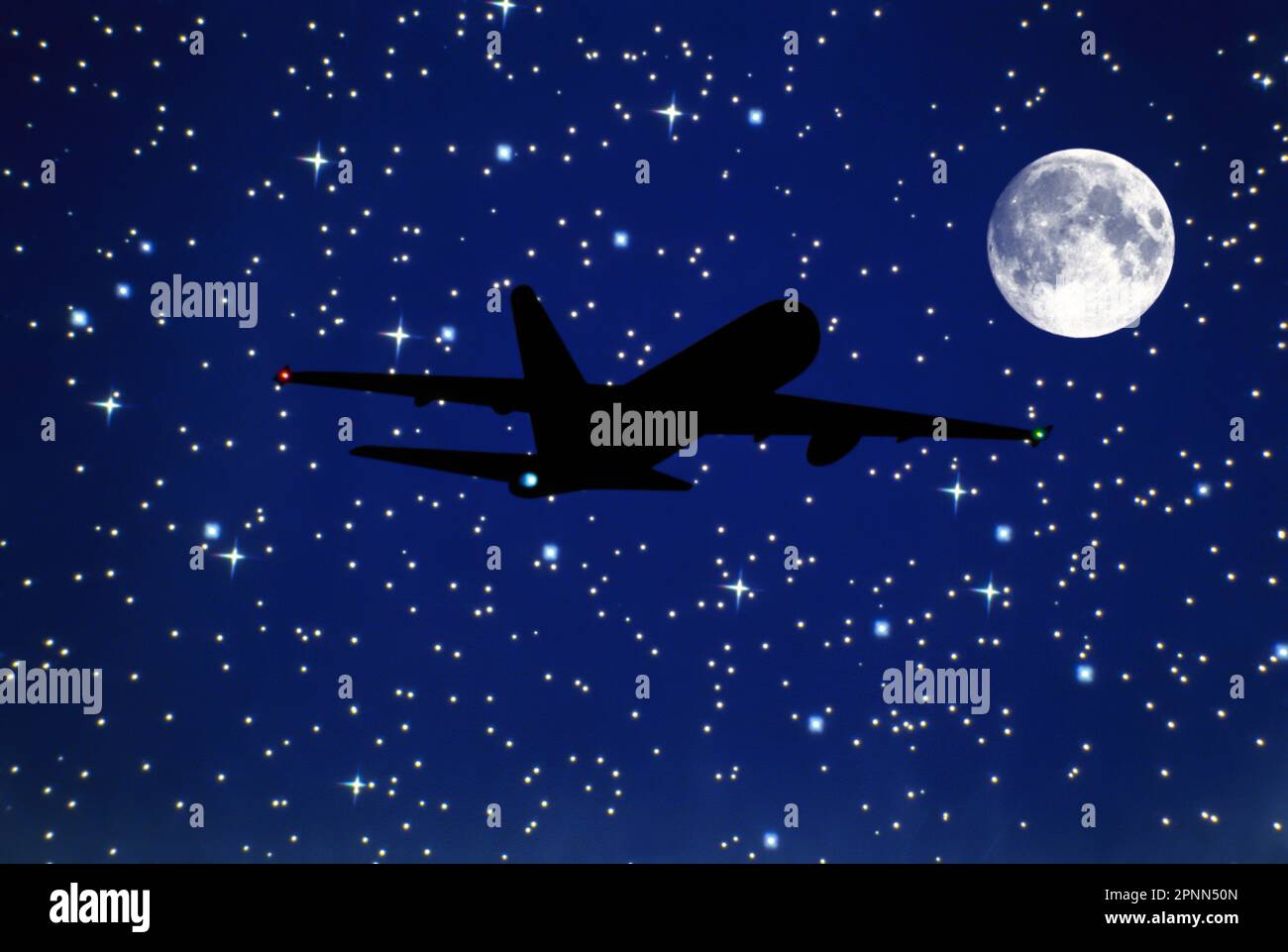 SILHOUETTE OF AIRBORNE BOEING 767 COMMERCIAL PASSENGER AIRCRAFT IN ...