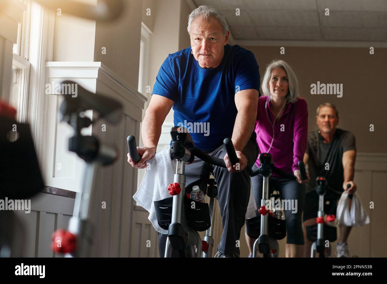 Dont look at our age, match our fitness. a group of seniors having a ...