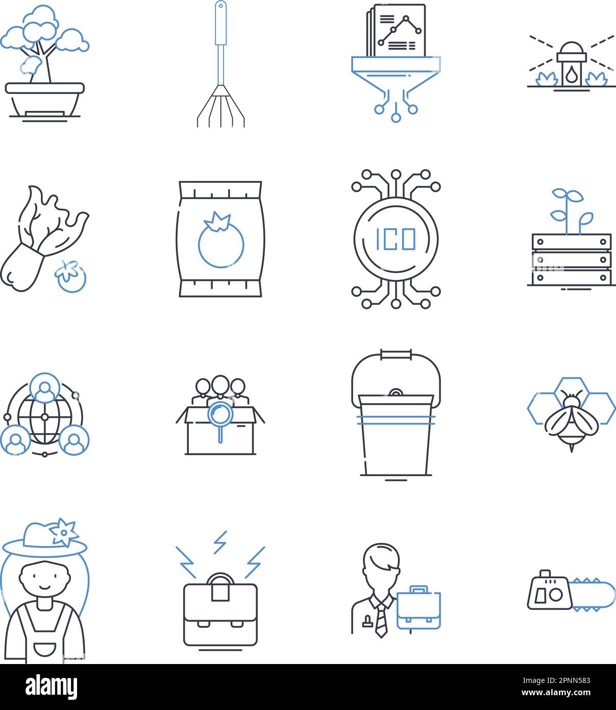 Publishing industry line icons collection. Manuscript, Editor, Printer ...