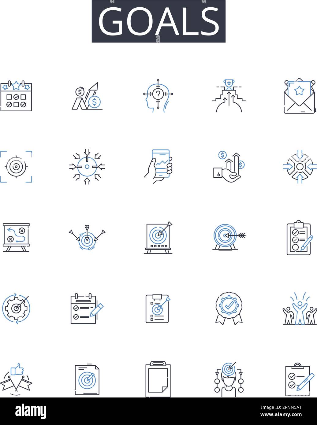 Goals line icons collection. Aspirations, Objectives, Ambitions ...