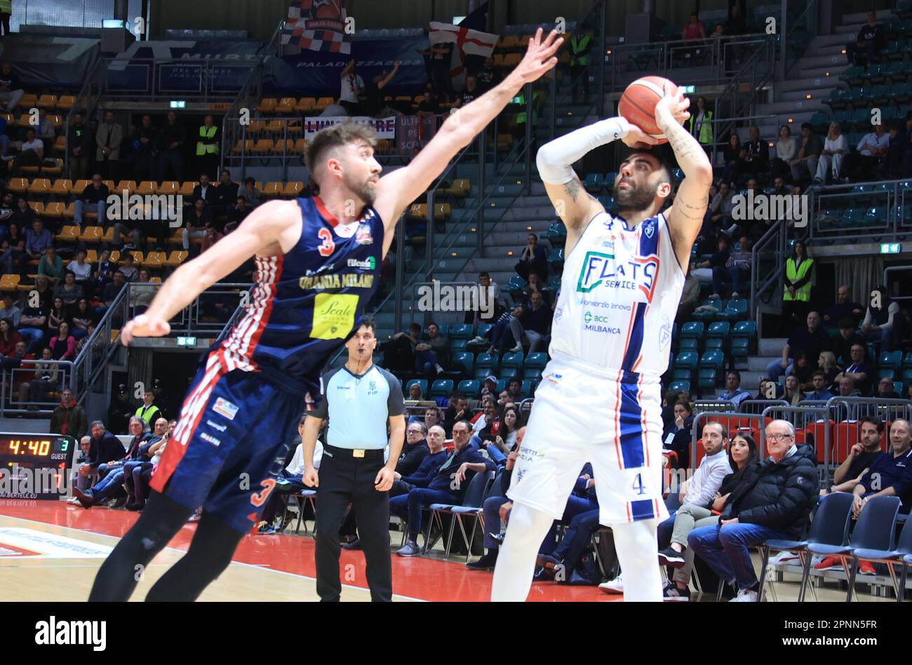 Pietro Aradori (Fortitudo Flats Service Bologna) thwarted by Michele ...