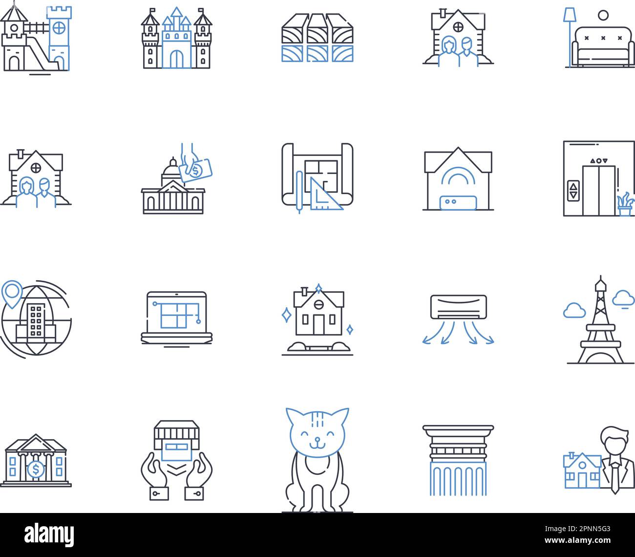 Duplexes line icons collection. Layout, Investment, Space, Comfort ...