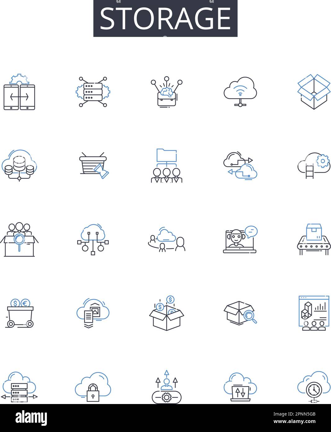 Storage line icons collection. Preservation, Safekeeping, Hoarding, Storing, Stockpiling ...