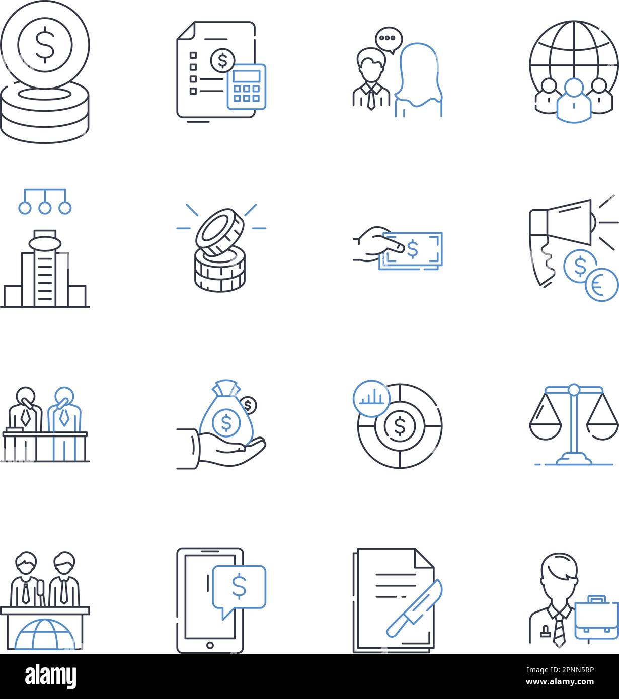 Financial hub line icons collection. Investment, Banking, Stock ...
