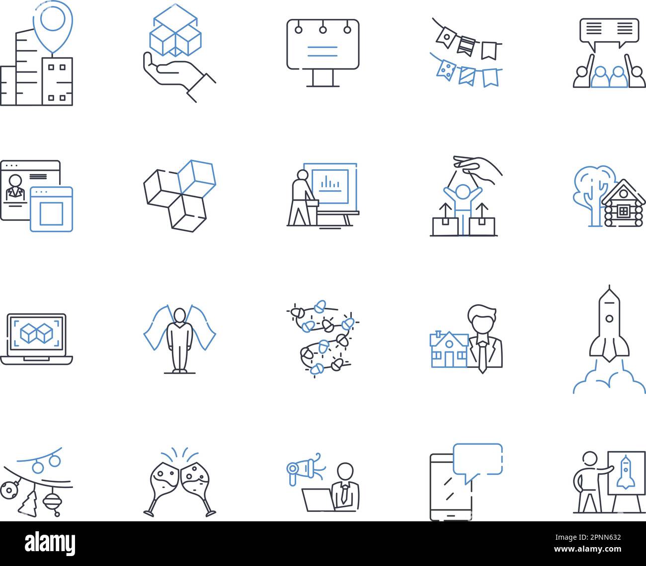 District line icons collection. Neighborhood, Community, Borough, Z ...