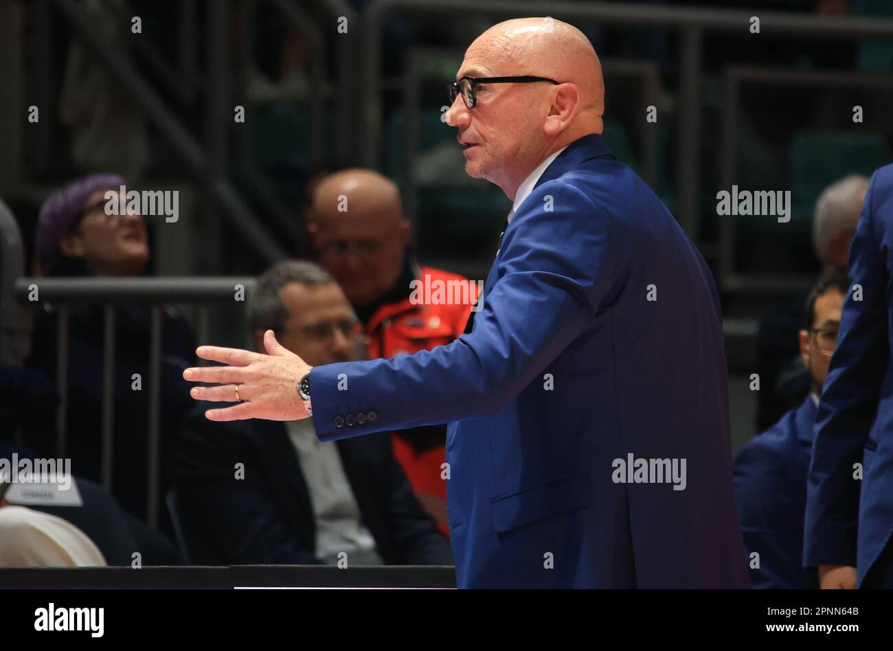 Luca Dalmonte (head coach of Fortitudo Flats Service Bologna) during ...