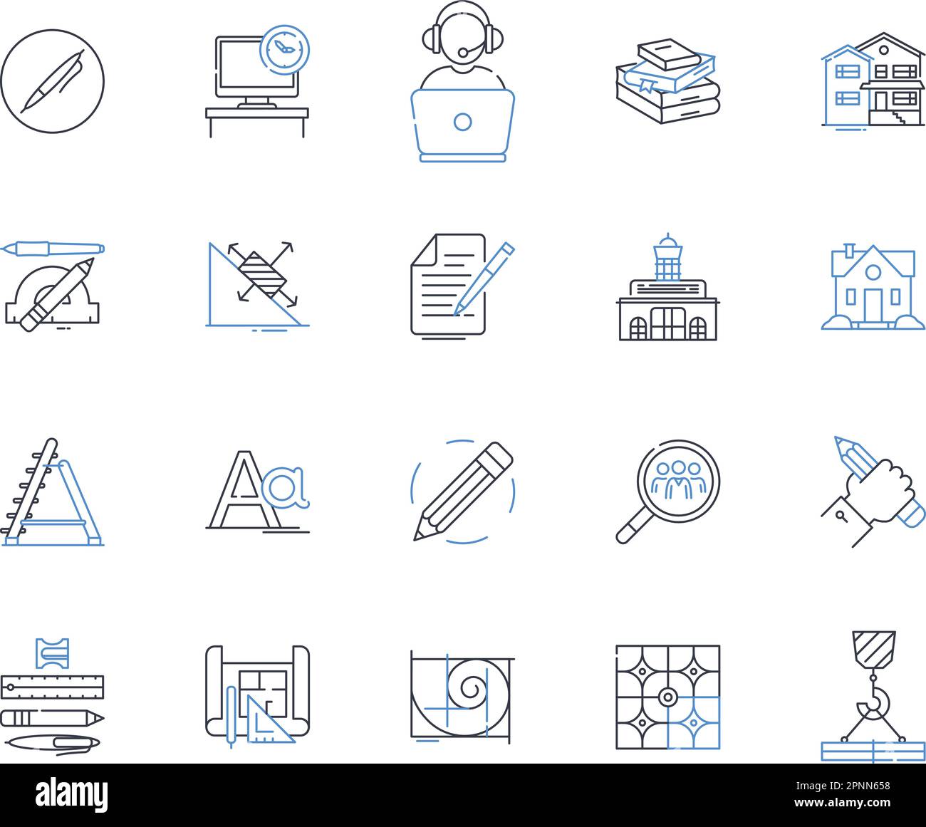 Mechanical parts line icons collection. Gear, Axle, Piston, Spring ...