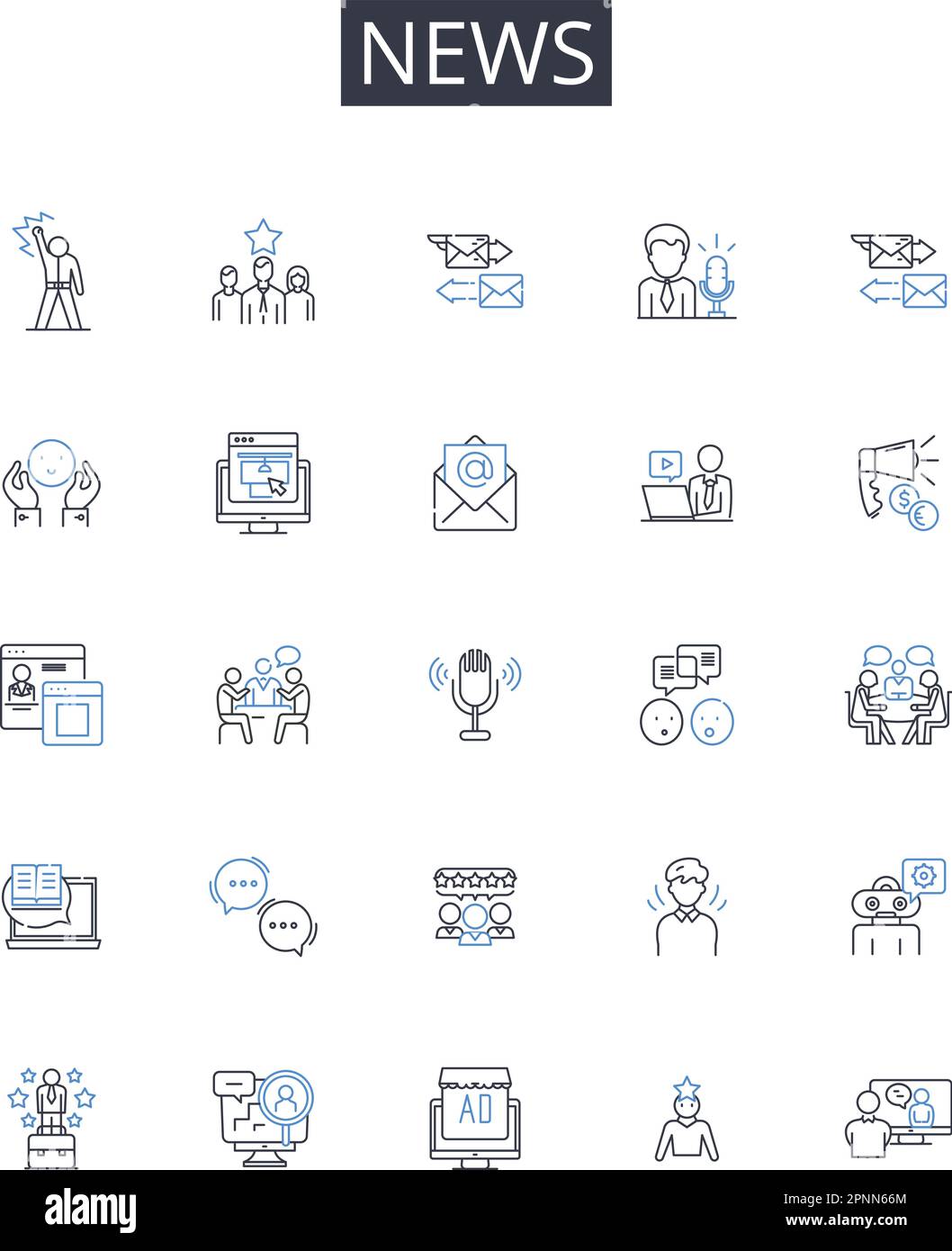 News line icons collection. Information, Intelligence, Update, Bulletin ...