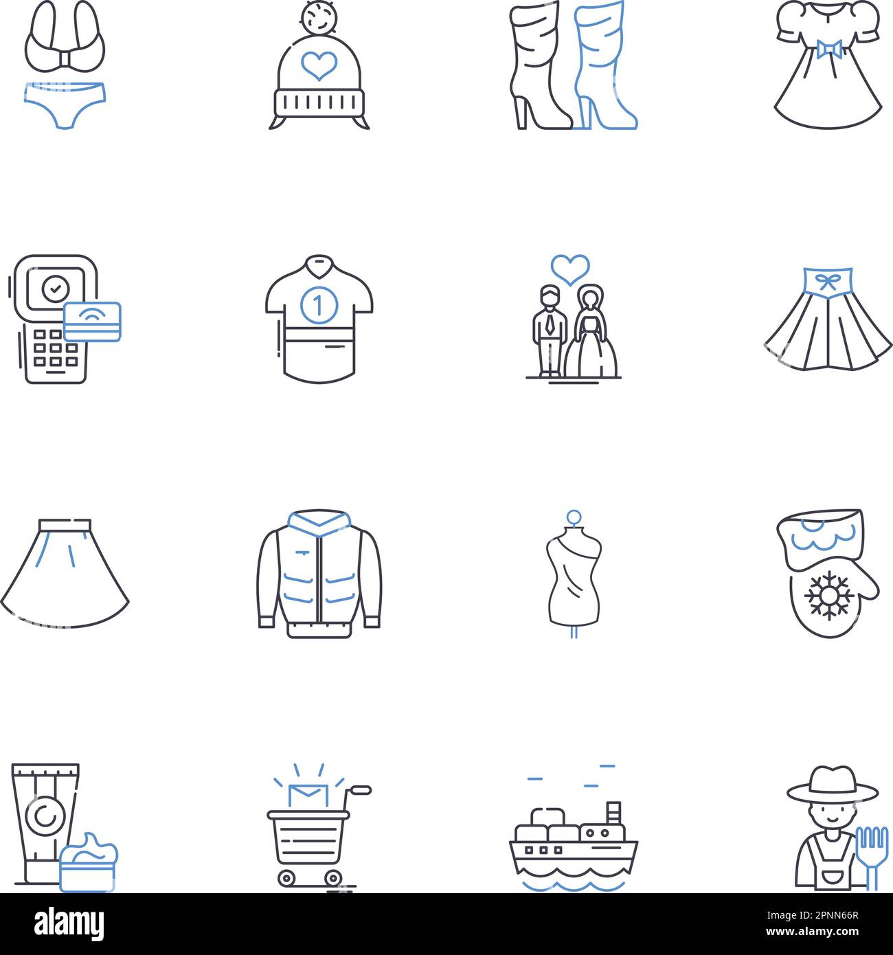 Retail hub line icons collection. Megastore, Boutique, Marketplace ...