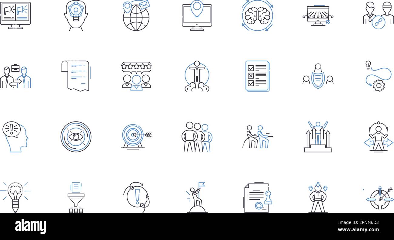 Giant ambitions line icons collection. Expansion, Monumental, Towering ...