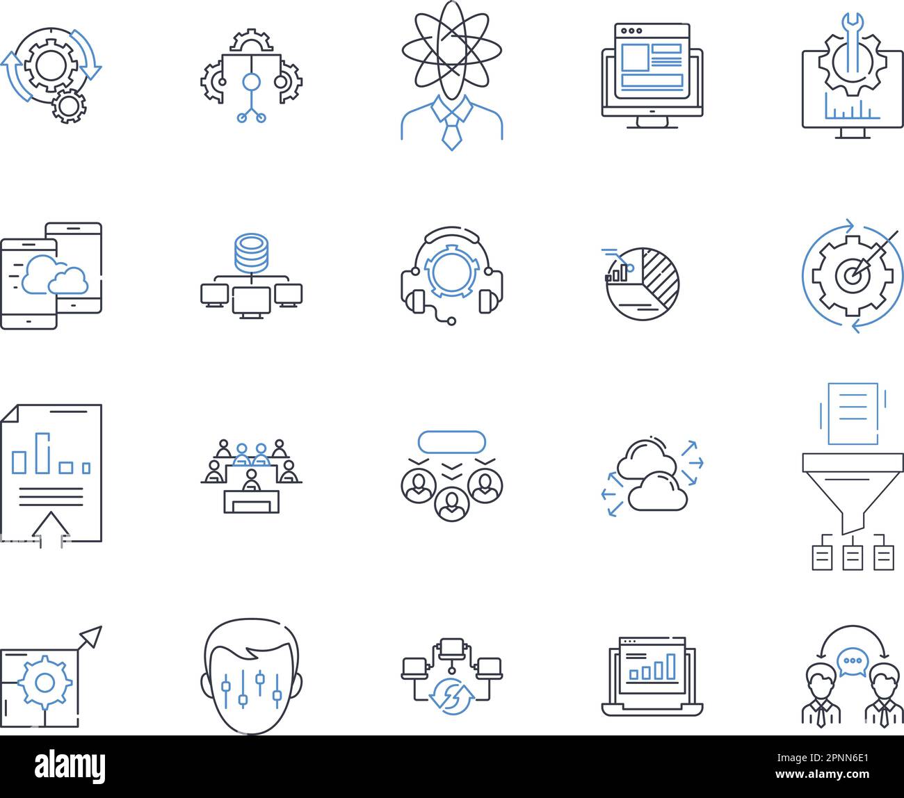 Synergy Line Icons Collection Collaboration Cooperation Synchronization Integration