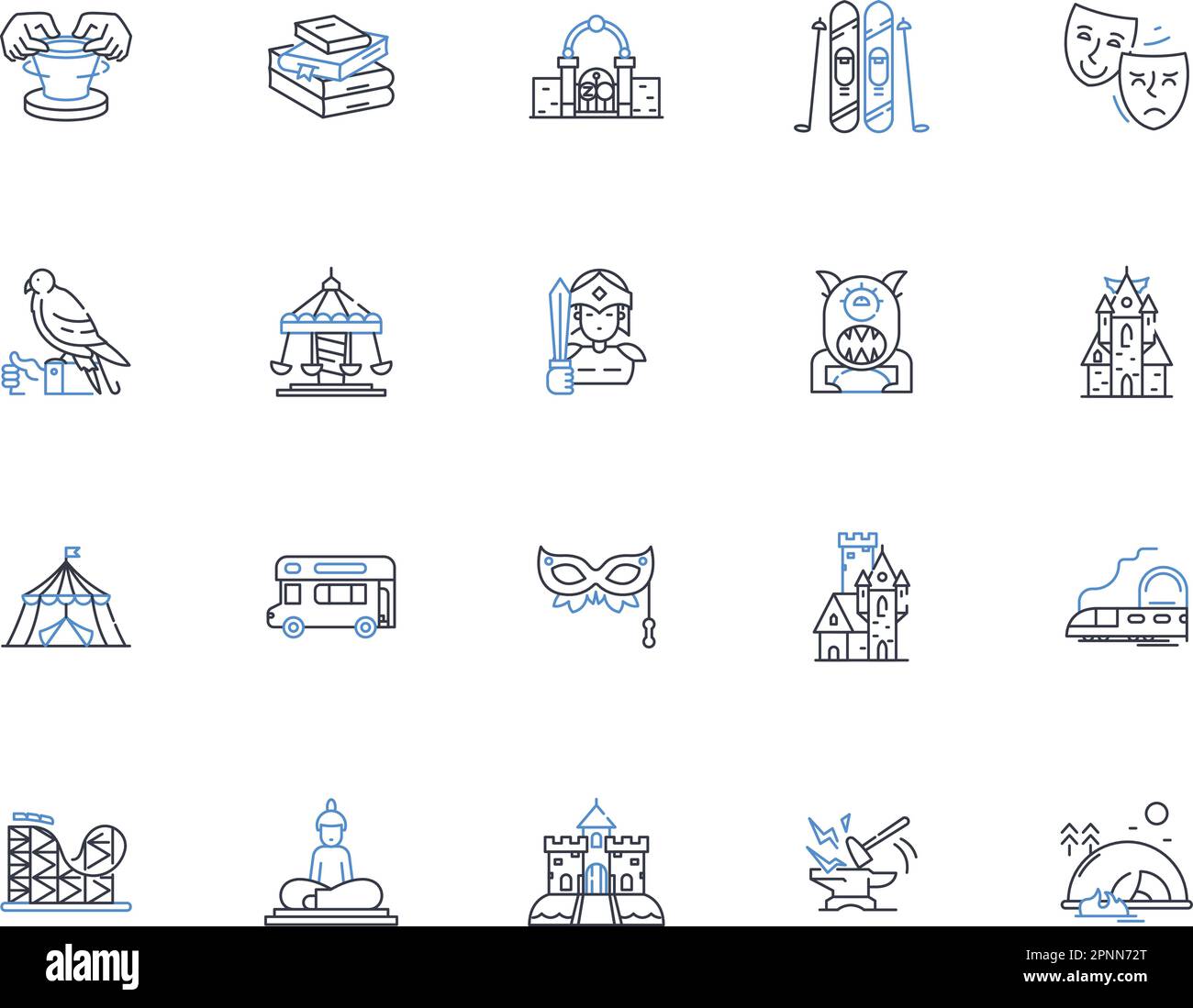 Chronicles line icons collection. Adventure, Fantasy, Quest, Magic, Kingdom, Battle, Epic vector ...