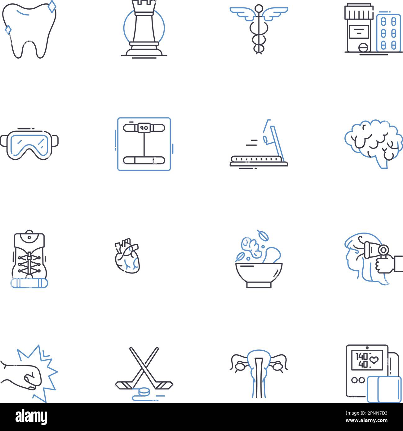 Bodybuilding line icons collection. Strength, Muscles, Gym, Protein, Reps, Fitness, Power vector ...