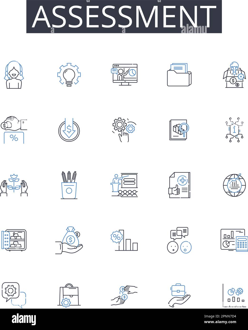 Assessment Line Icons Collection Appraisal Evaluation Analysis Estimate Judgment Review