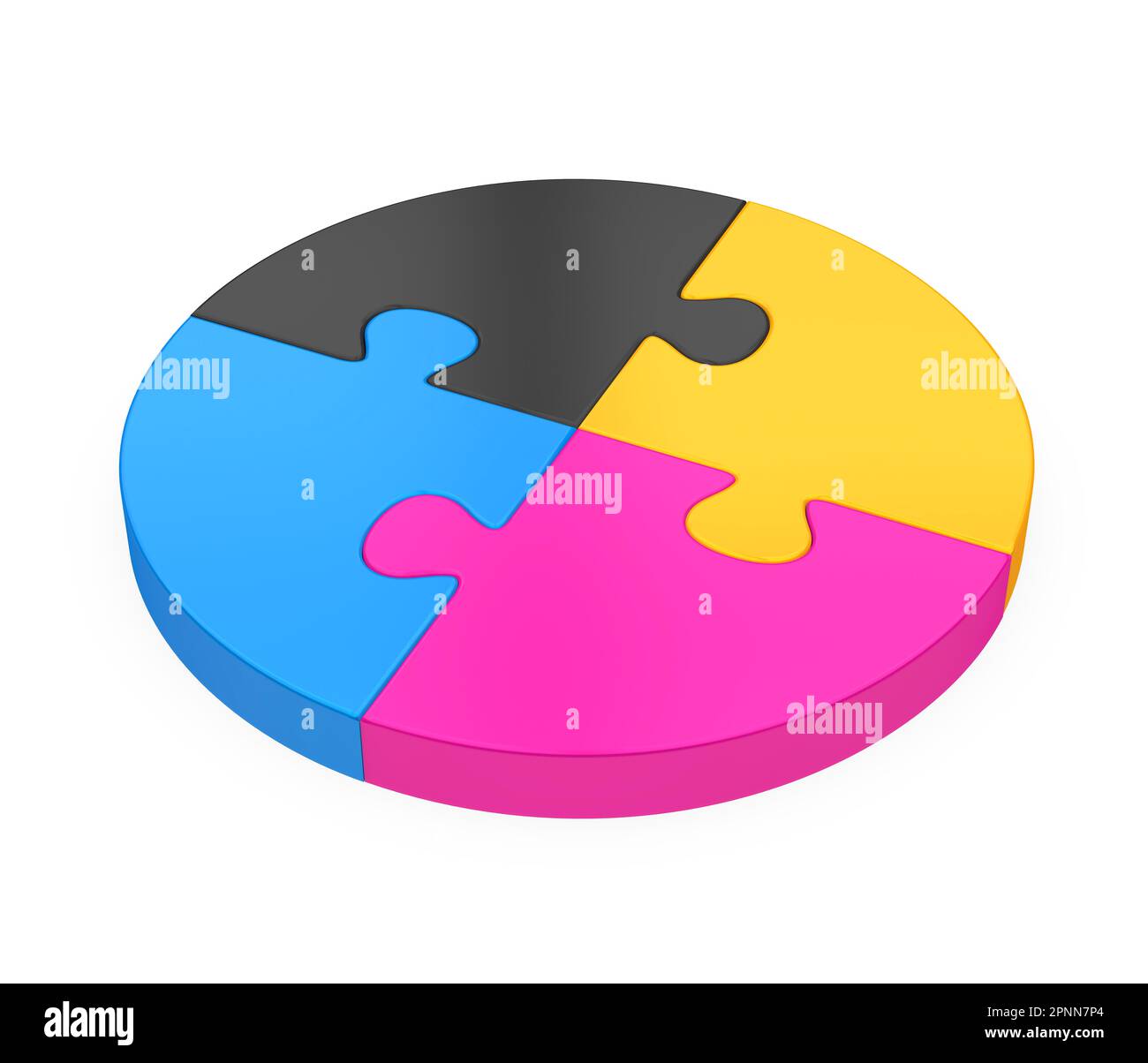 Four Color Puzzle Circle Isolated Stock Photo - Alamy