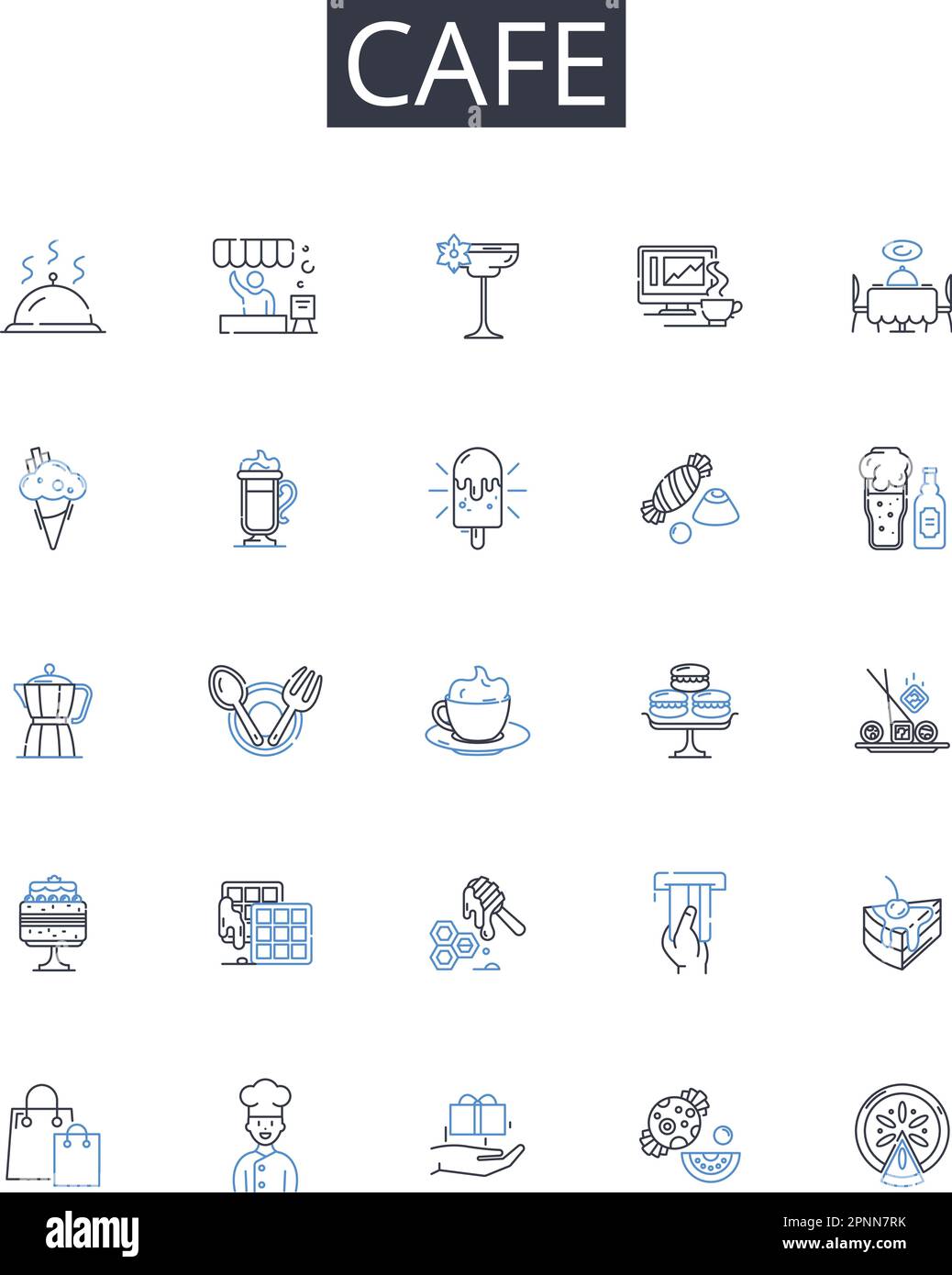 Cafe line icons collection. Specialist, Skilled, Authority, Master ...