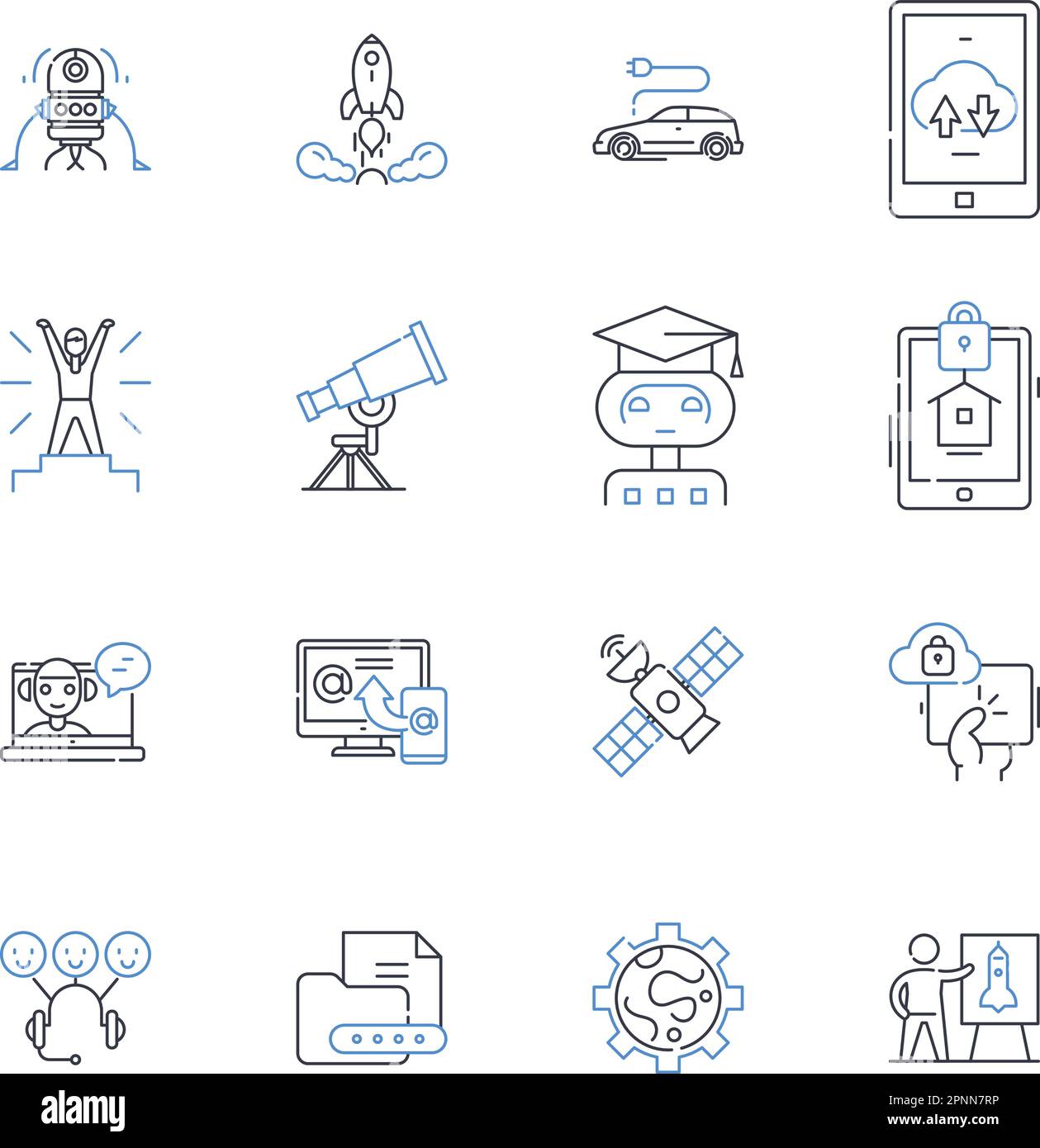 Computerized intelligence line icons collection. Machine learning ... Computerized intelligence line icons collection. Machine learning ...