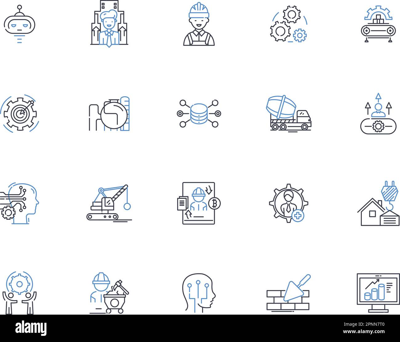 Operational Line Icons Collection Efficiency Functionality