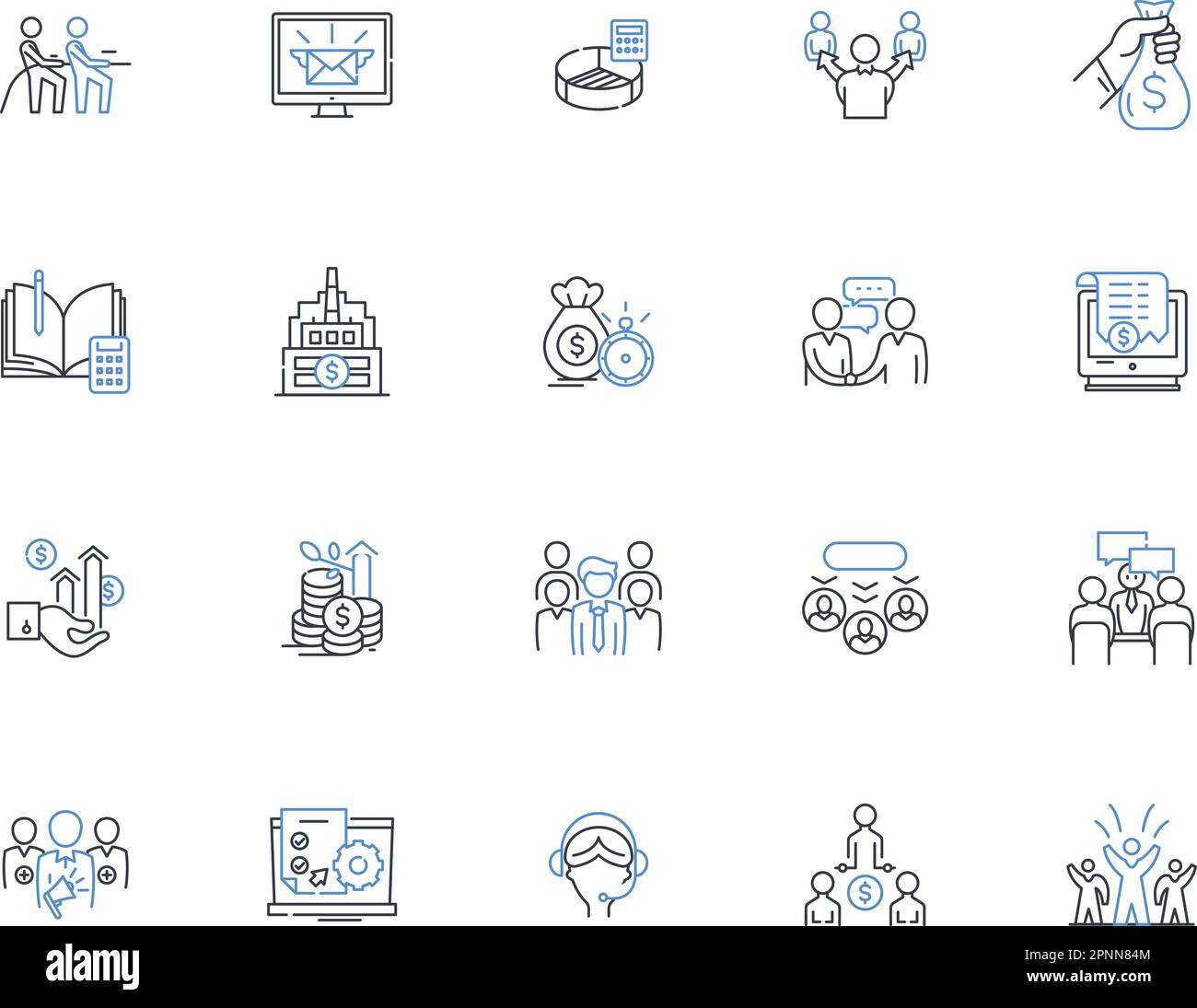 Partnership mechanism line icons collection. Synergy, Collaboration ...