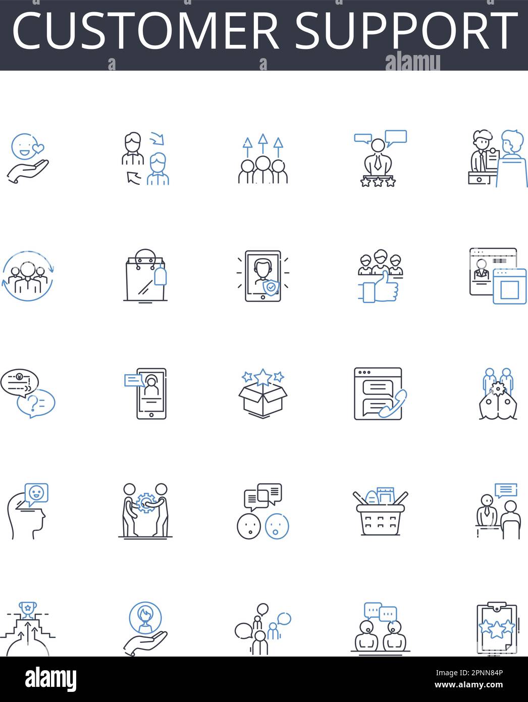 Customer support line icons collection. Client assistance, Patron ...