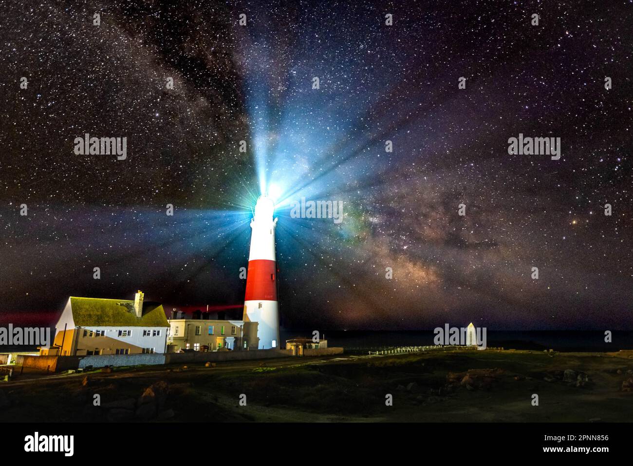 Portland Bill, Dorset, UK. 20th April 2023. UK Weather. The Milky Way ...