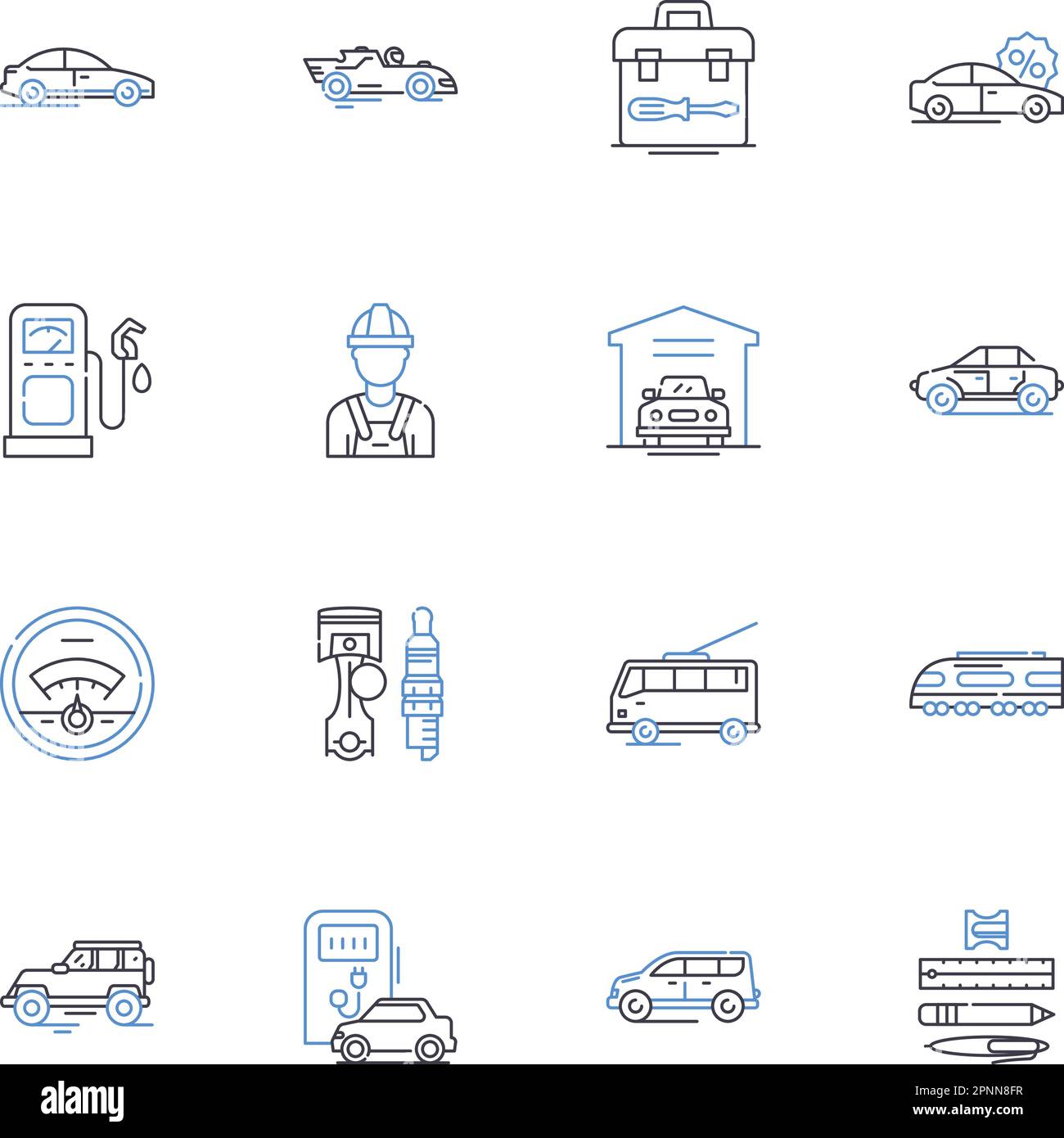 Road transport line icons collection. Trucking, Logistics, Highway ...