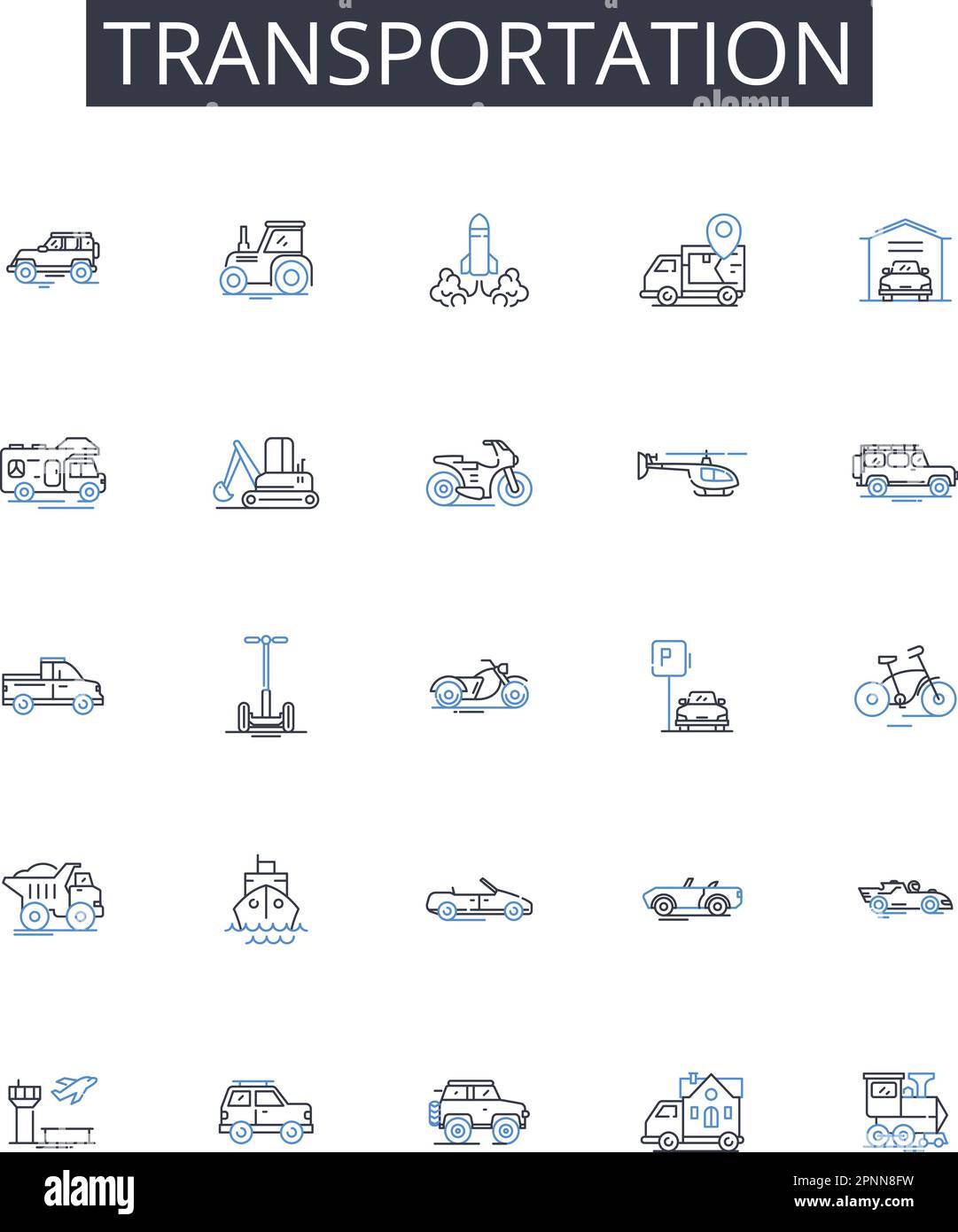 Transportation Line Icons Collection Commute Transit Travel Conveyance Carriage Convoy