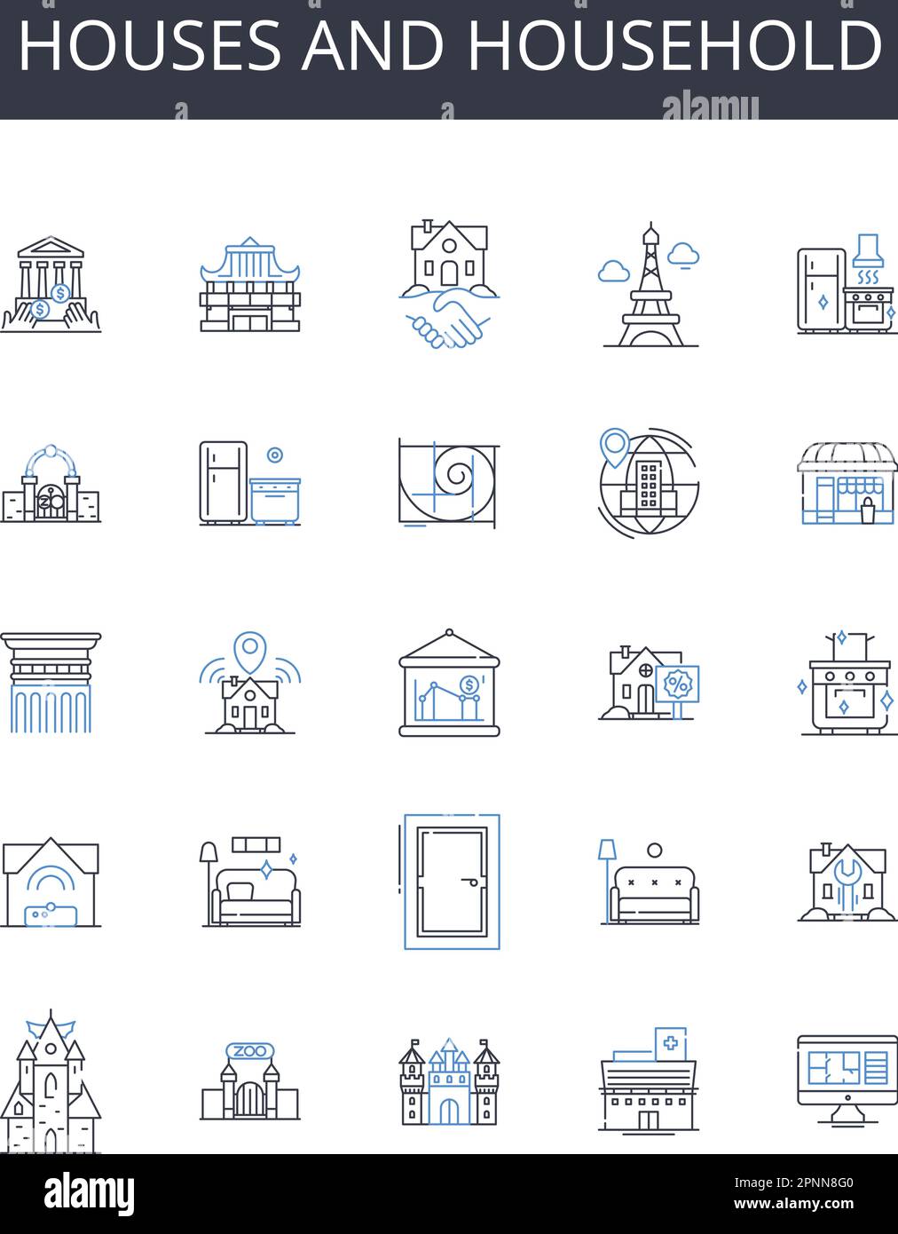 Houses and household line icons collection. Dwelling place, Home, Abode ...