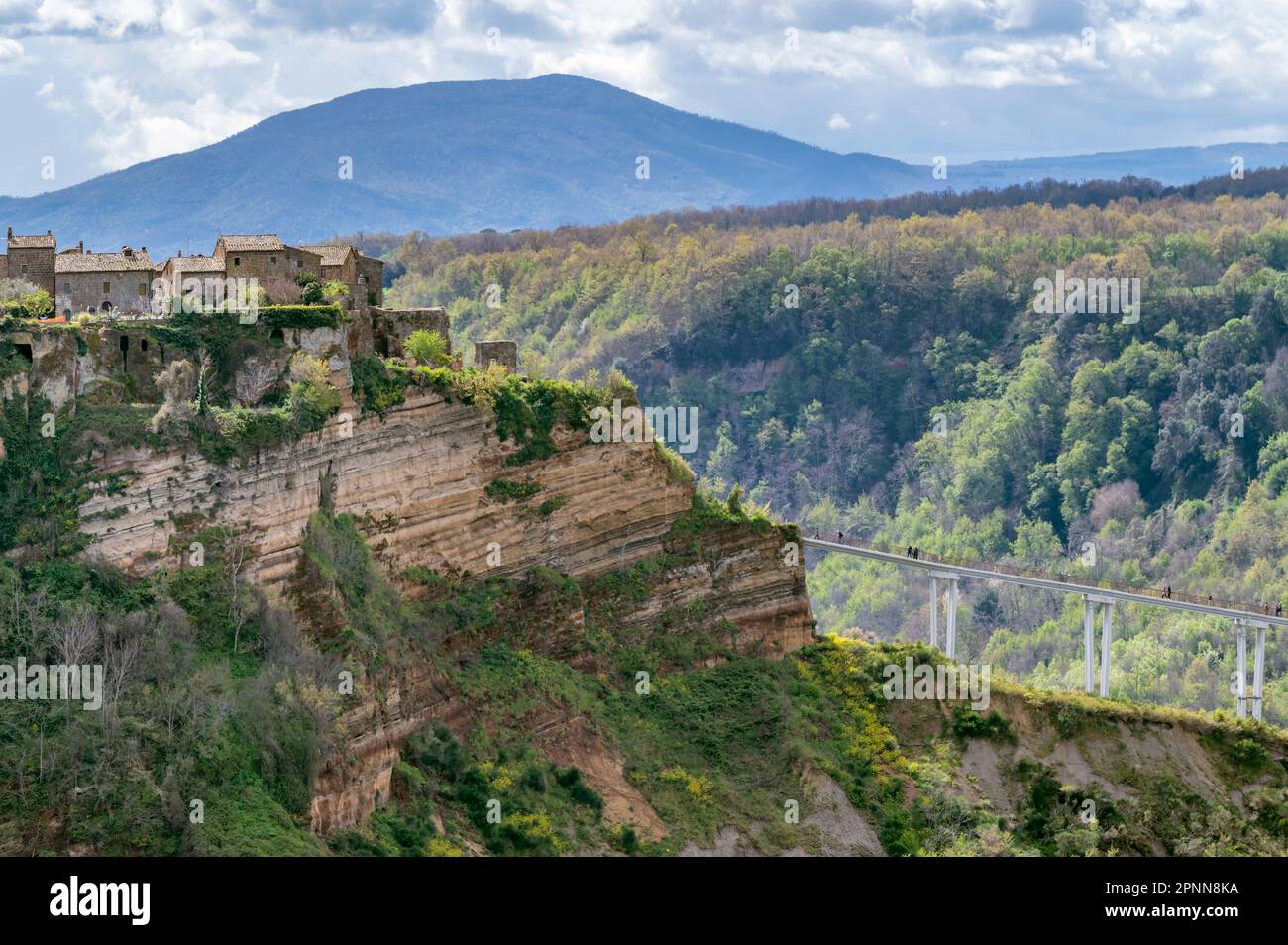 Detail of the bridge that leads to the dying village, Civita di ...