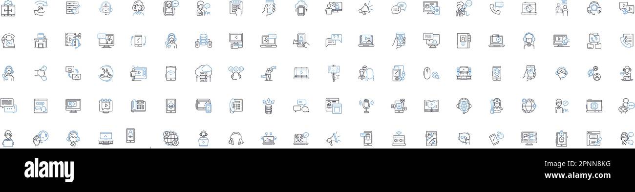 Cellph Line Icons Collection Smartph Dialing Texting Calling Wireless Signal Apps Vector