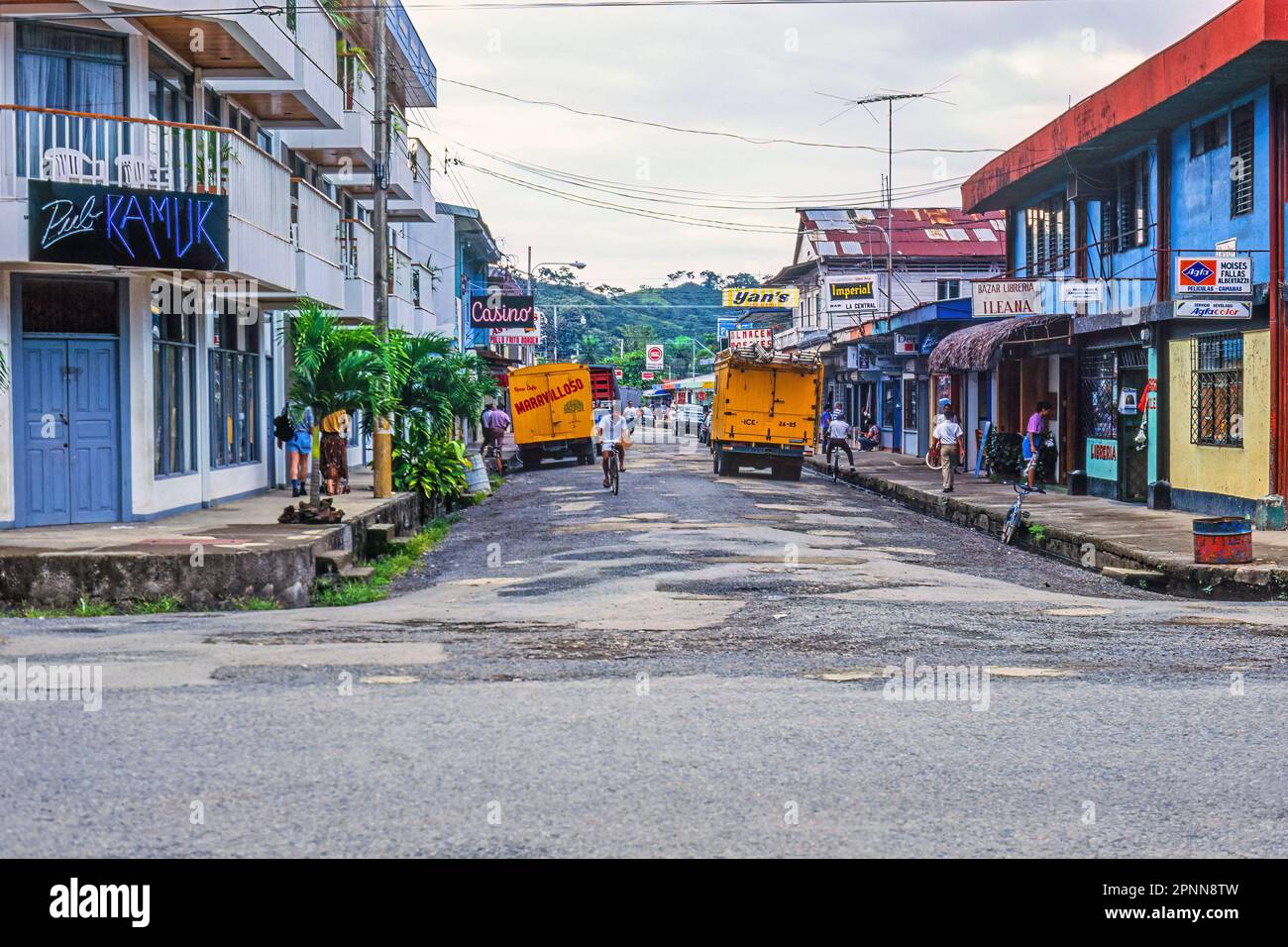Business street in a small town in Costa Rica Stock Photo - Alamy