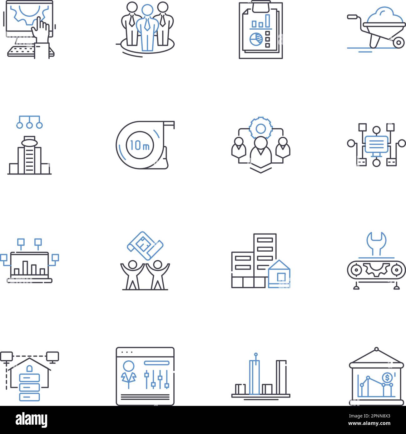 Economic Institution Line Icons Collection Capitalism Communism