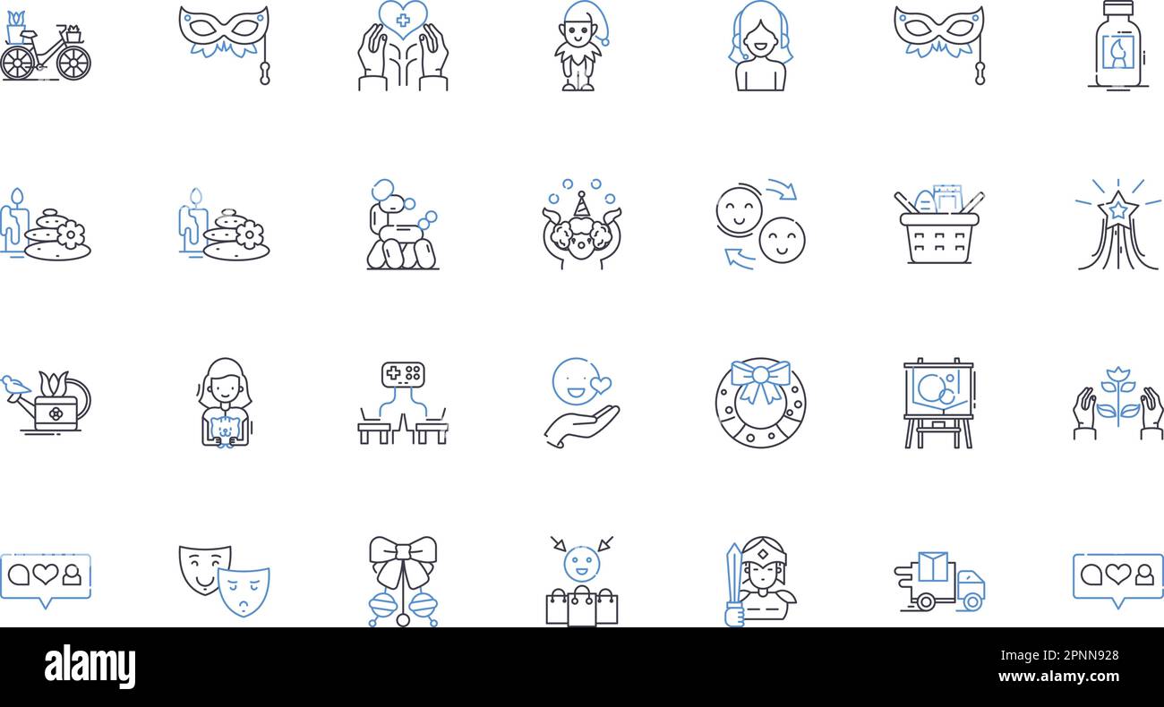 Amusements line icons collection. Arcade, Rollercoaster, Waterpark ...