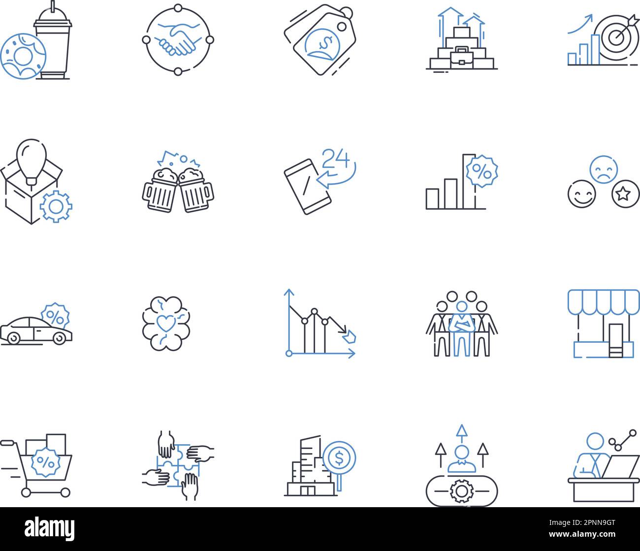 Financial Analysis Line Icons Collection Evaluation Accounting