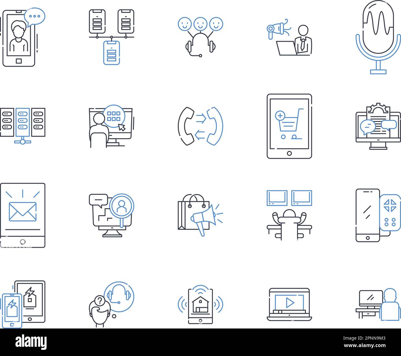 Audio production line icons collection. Mixing, Mastering, Recording ...