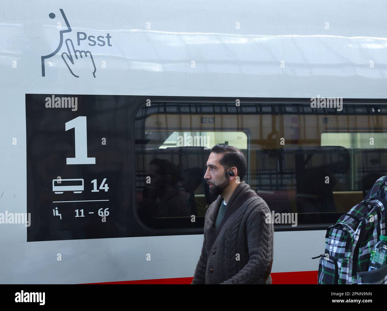 A train of InterCity Express of Germany parks at Stuttgart Hauptbahnhof ...