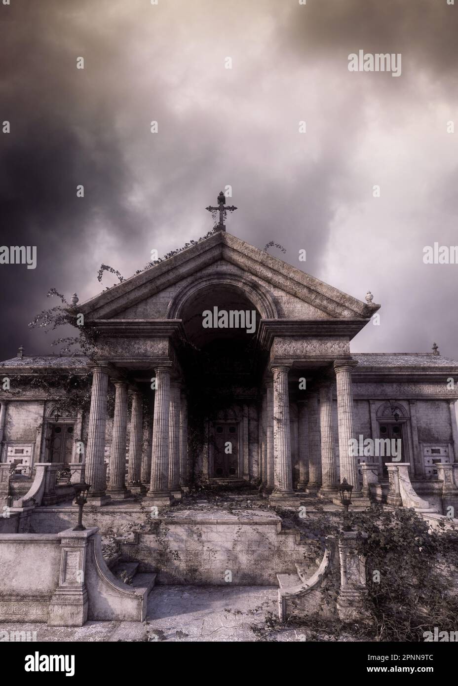 Ancient building, old medieval tomb, 3D Illustration Stock Photo - Alamy