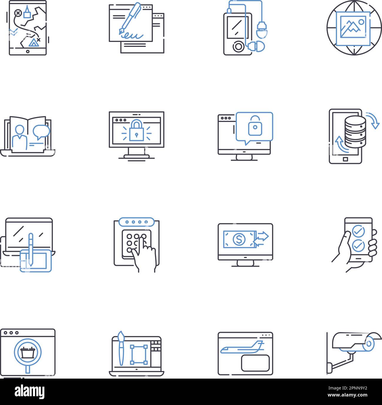 Virtual line icons collection. Digital, Imaginary, Simulated, Cyber ... Virtual line icons collection. Digital, Imaginary, Simulated, Cyber ...