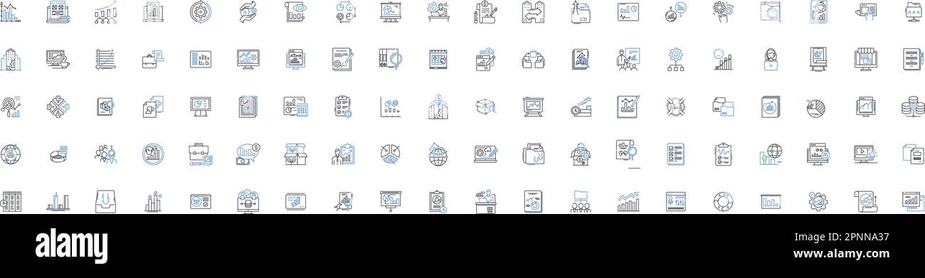 Data Storage System Line Icons Collection Cloud Backup Archival San Nas Raid