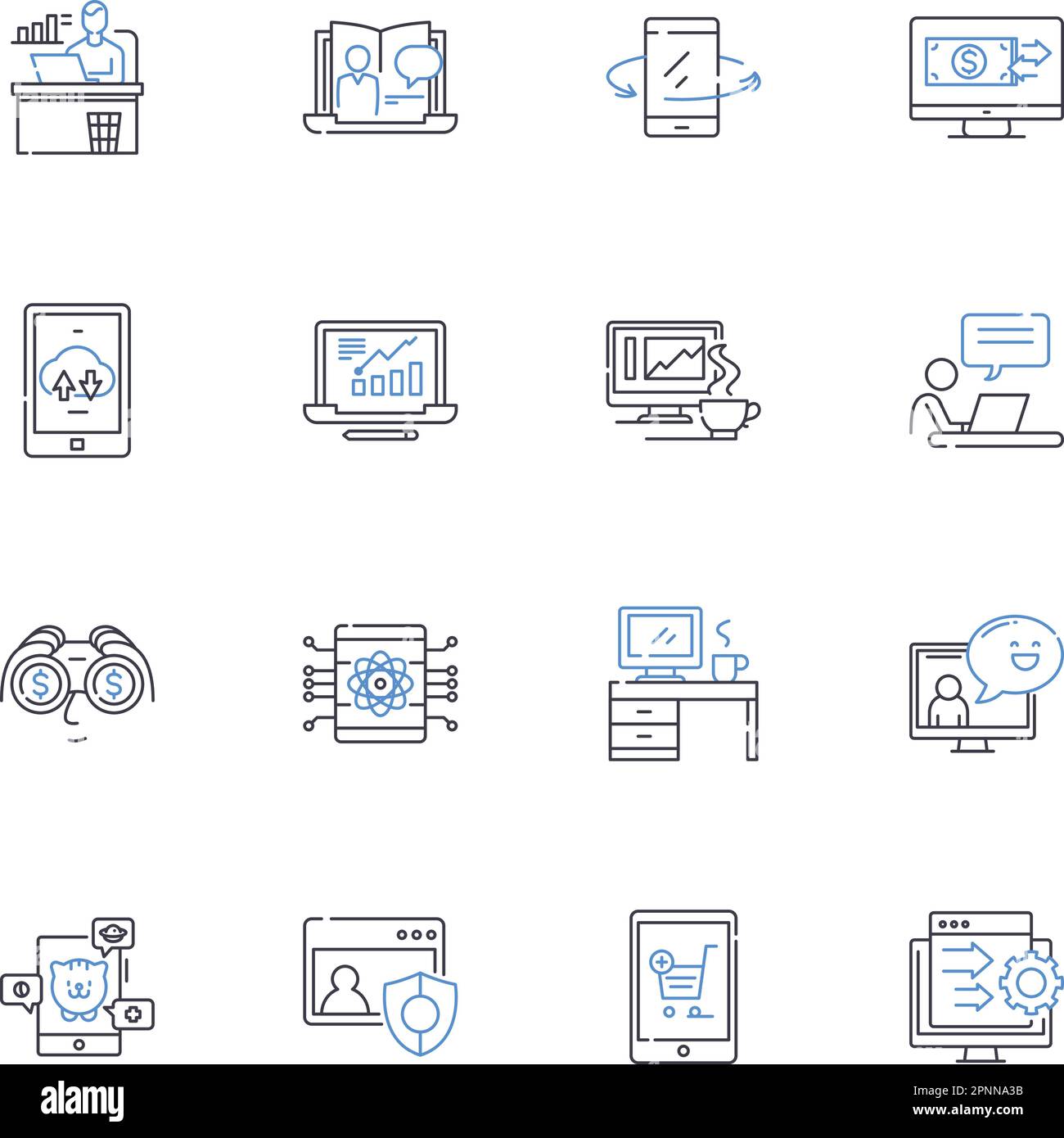 Online company line icons collection. E-commerce, Virtual, Digital ...