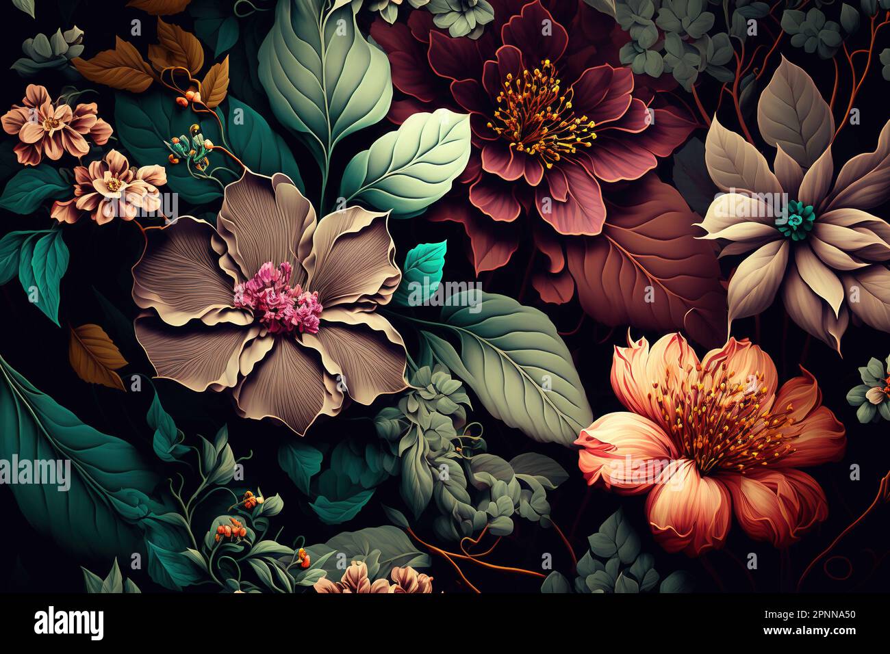 Colorful flowers wallpaper, beautiful botanical background, floral ...