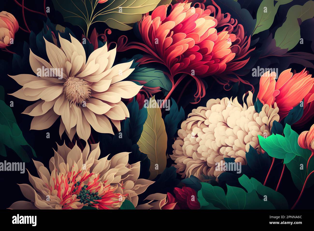Colorful flowers wallpaper, beautiful botanical background, floral ...