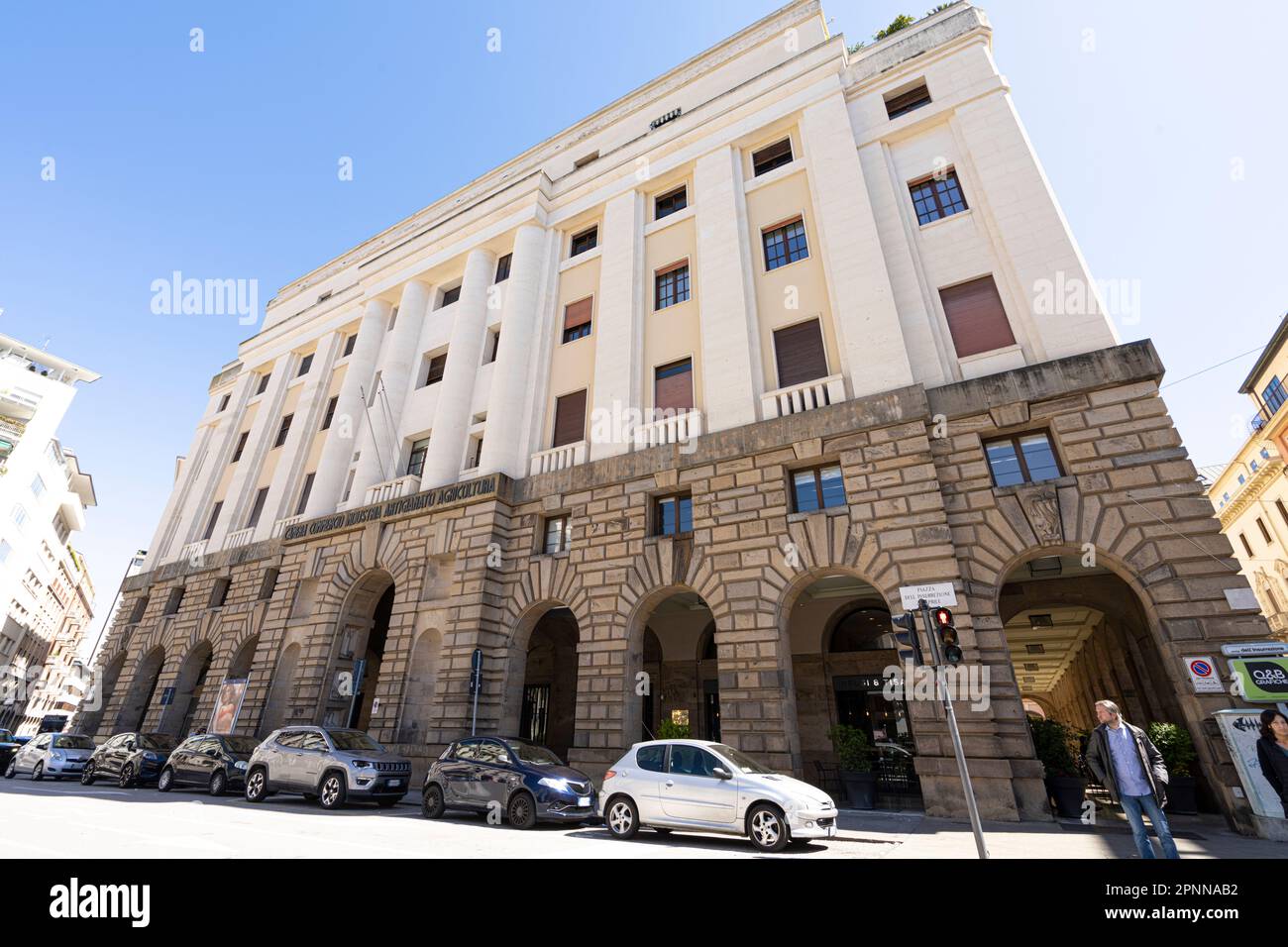 Padua, Italy. April 2023. exterior view of the chamber of commerce ...