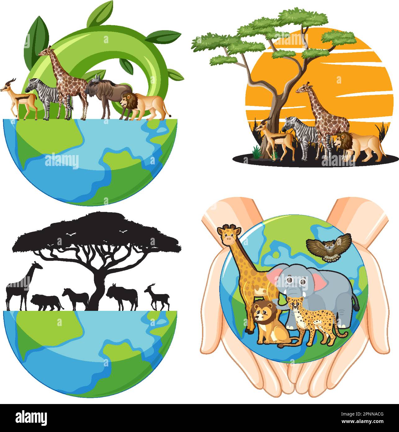 Set of mix wild animal illustration Stock Vector Image & Art - Alamy